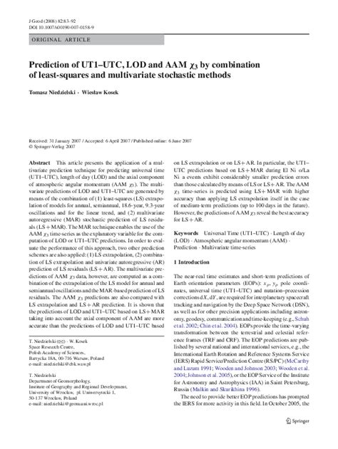 Prediction Of Ut1utc Lod And Aam χ 3 By Combination Of Least Squares
