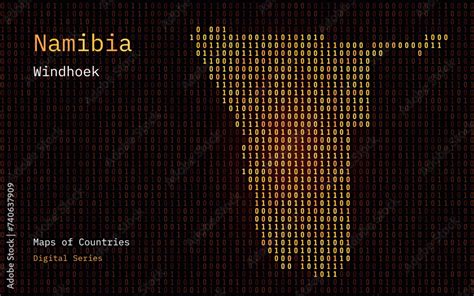 Vector De Stock Namibia Map Shown In Binary Code Pattern Tsmc Matrix Numbers Zero One World