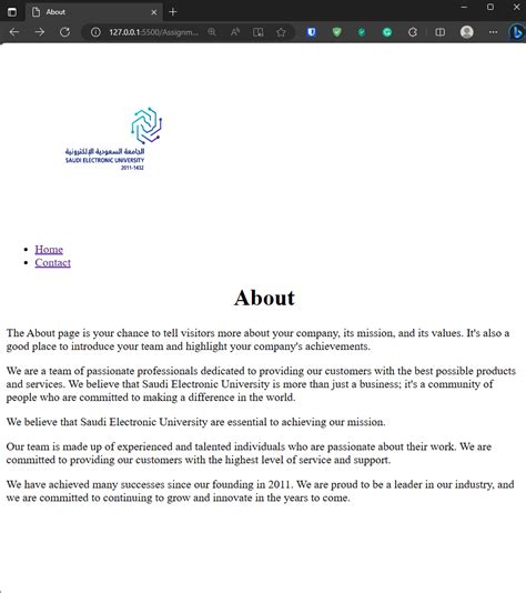Solved Write An HTML File That Creates The About Web Chegg Com