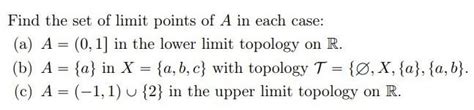 solved find the set of limit points of a in each case a a