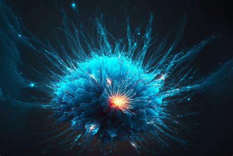 Abstract Blue Energy Burst With Electric Protuberances Futuristic Explosion Of Glowing Magic
