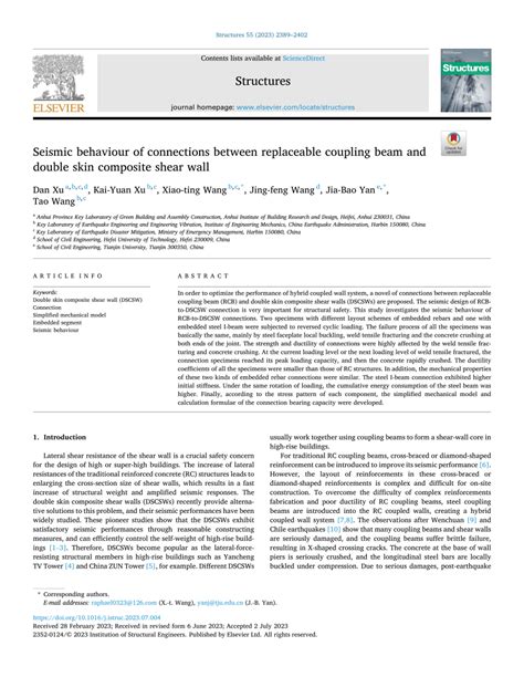 Pdf Seismic Behaviour Of Connections Between Replaceable Coupling Beam And Double Skin