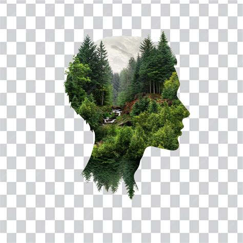 Creative Double Exposure Of Human Silhouette With Forest Landscape Premium Ai Generated Psd