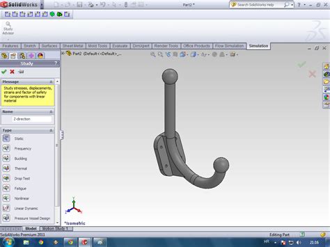 Tutorial How To Calculate Stress In Z Direction Of Hanger Usin Solidworks Simulation Grabcad