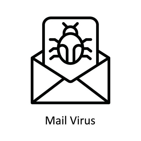 Mail Virus Vector Outline Icon Design Illustration Cyber Security