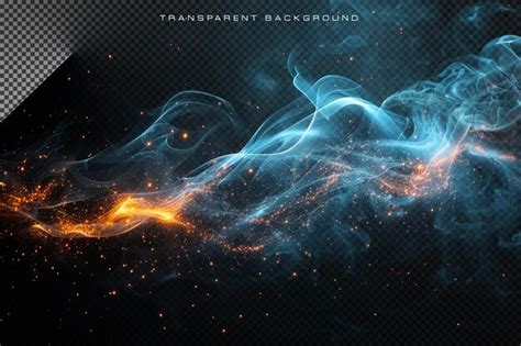 현실적인 파란색 투명한 배경에 연기가 여 있습니다 프리미엄 Ai 생성 Psd