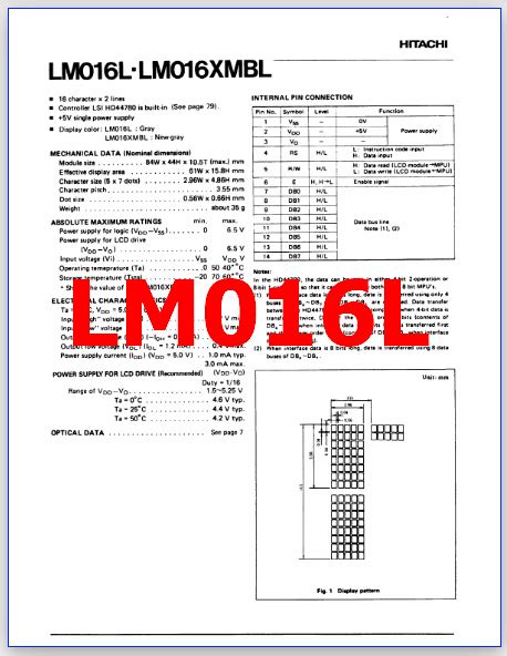 LM L PDF Char X Line LCD Module Hitachi