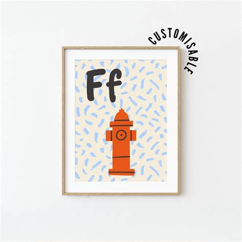 Letter F Is For Fire Hydrant Printable Classroom Learn Abc Poster