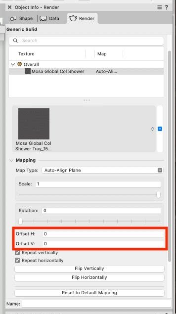 Offset H V Greyed Out In Render Tab Rendering Vectorworks Community Board