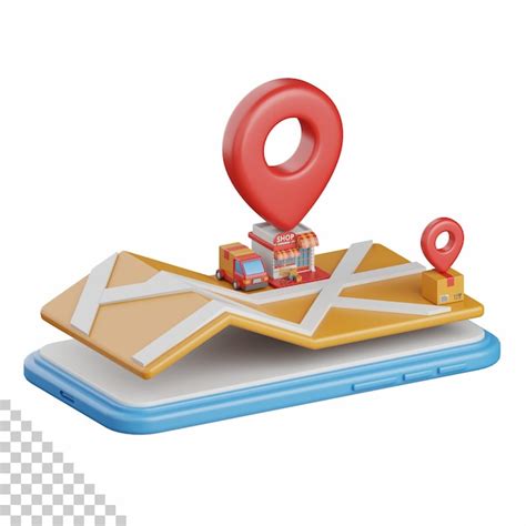 Premium PSD D Rendering Map Location Isolated Useful For Ecommerce Shopping And Business