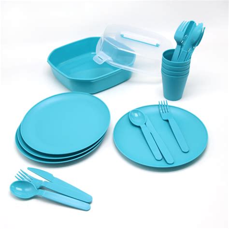Portable Reusable Plastic Outdoor Picnic Tableware Camping Dinnerware