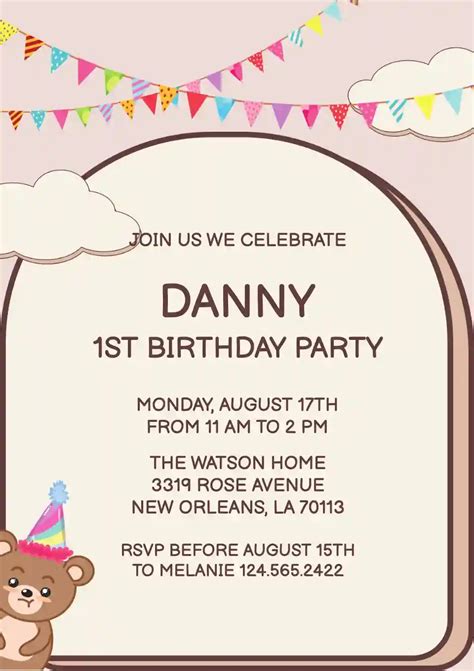 아기 생일 초대장 템플릿 Invitanku