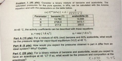 Solved Problem 1 40 Pts Consider A Binary Mixture Of