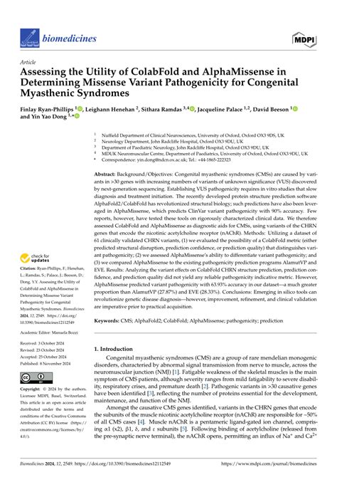 Pdf Assessing The Utility Of Colabfold And Alphamissense In