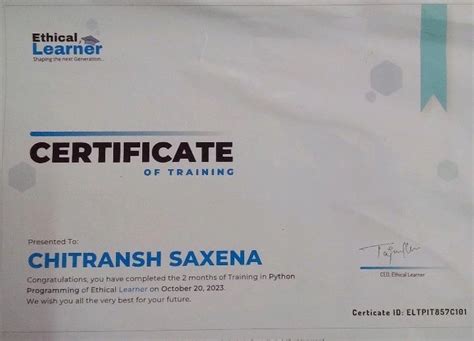 Chitransh Saxena On Linkedin I Have Done Python Programming Language