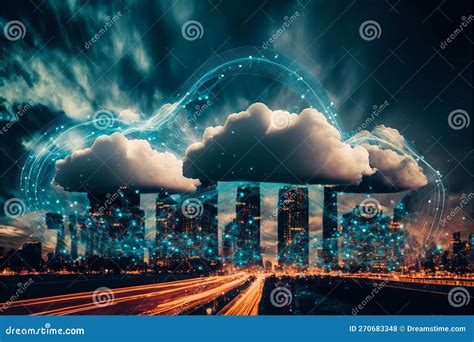 Digital Cloud Computing On Smart City Technology Concept Generative Ai