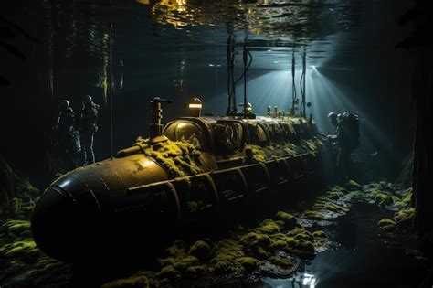 Premium Ai Image Research Submarine Exploring The Ocean Depths