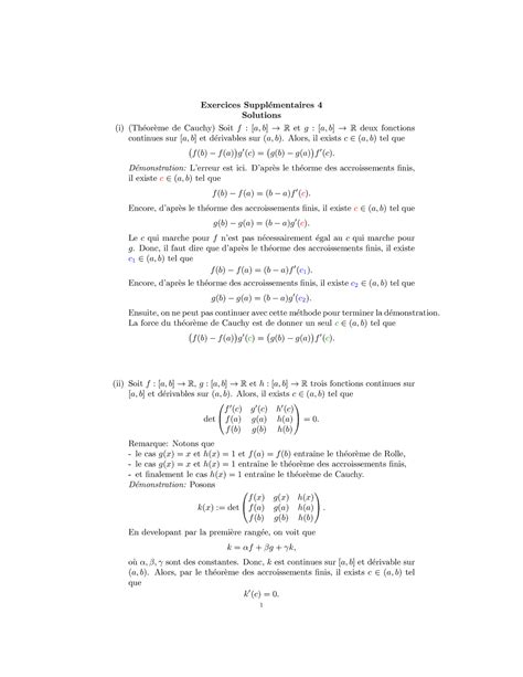 E S Exercices Solutions Exercices Suppl Ementaires Solutions I Th Eor Eme De