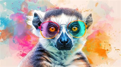 This Is A Drawing Of A Lemur Wearing Sunglasses Illustration For A