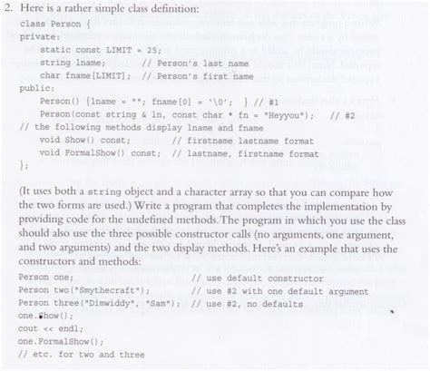 Solved Here Is A Rather Simple Class Definition It Uses Chegg