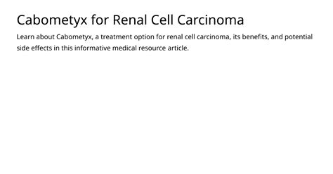 Cabometyx For Renal Cell Carcinoma Meds Is