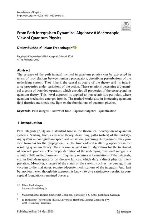 Pdf From Path Integrals To Dynamical Algebras A Macroscopic View Of