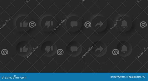 Social Media Network Youtube Neumorphic UI UX Design Elements Buttons Like Dislike Comment Share