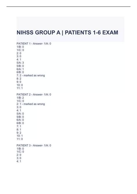 Nihss Group A Patients 1 6 Exam Nihss Stuvia Us