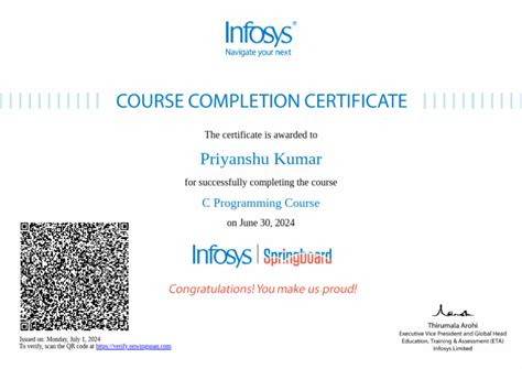 C Programming Certificate Infosys Pdf