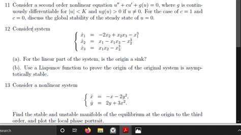 Solved 11 Consider A Second Order Nonlinear Equation U