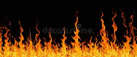 Fiery Orange Flames On Black Background For Dramatic Effect Stock