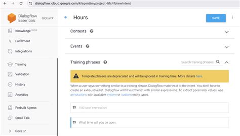 Dialogflow Creating A Custom Intent