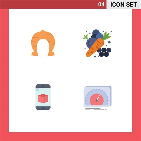 4 Thematic Vector Flat Icons And Editable Symbols Of Festival Vegetable Luck Carrot Cell