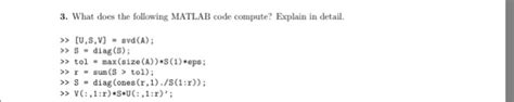 Solved What Does The Following Matlab Code Compute Explain
