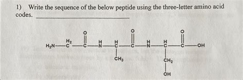 write the sequence of the below peptide using the