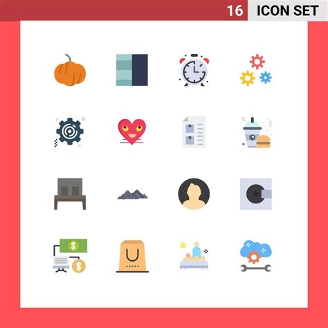 User Interface Pack Of 16 Basic Flat Colors Of Smiley Heart Configuration Setting Business