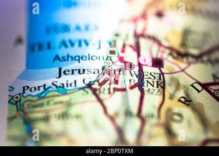 Jerusalem On A Geographical Map Stock Photo Alamy