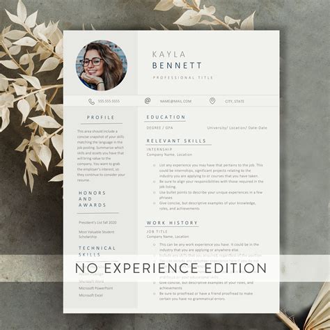 No Experience Resume Template Simple Resume Template For High Etsy Australia