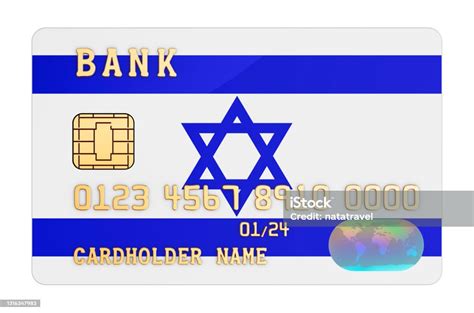 이스라엘 국기가 있는 은행 신용 카드 이스라엘 개념의 국가 은행 시스템 흰색 배경에서 격리된 3d 렌더링 구매에 대한 스톡 사진 및 기타 이미지 Istock