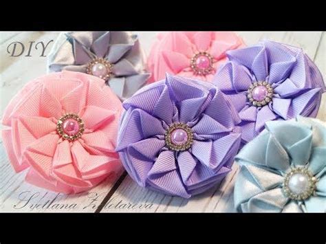 Круглые банты из репсовой и атласной ленты 🎀 Бантики Канзаши 🎀 Svetla ...