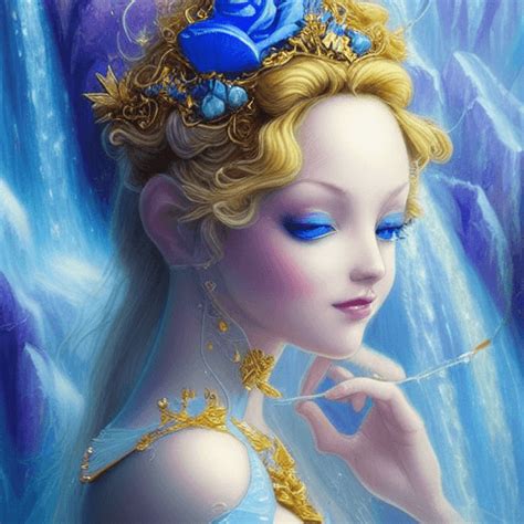 Beautiful Blue Princess With Diamond And Gold Detail Creative Fabrica