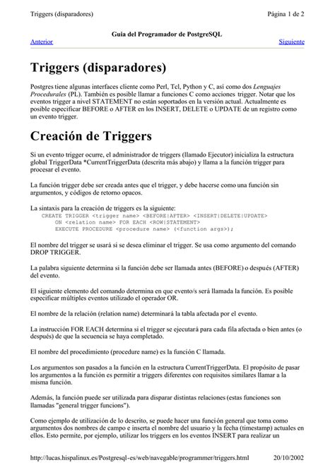Triggers Disparadores Creación De Triggers