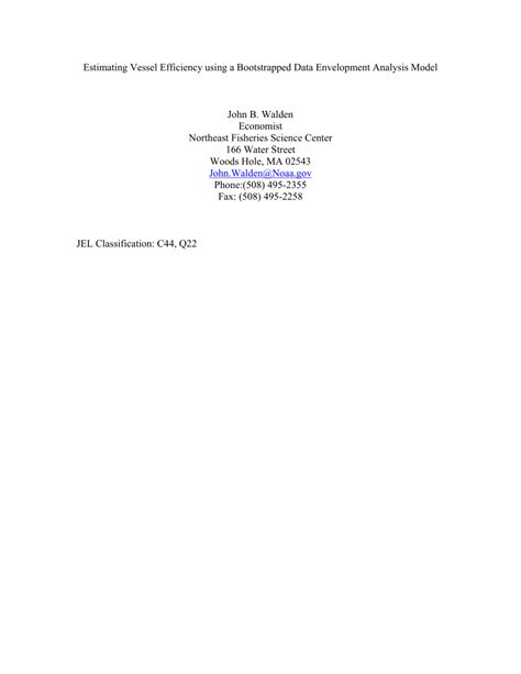 Pdf Estimating Vessel Efficiency Using A Bootstrapped Data