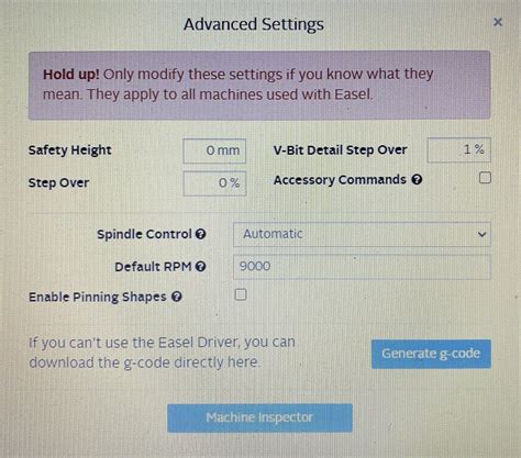 need factory settings for easel inventables community forum