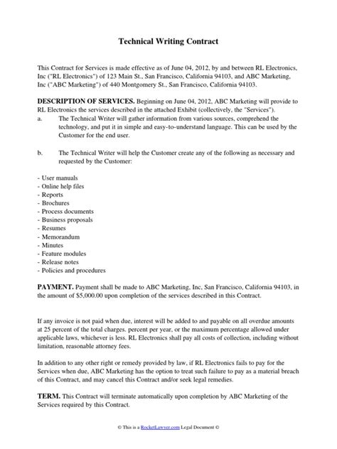 Technical Writing Contract Pdf Arbitration Private Law