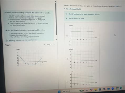 Solved Which Is The Correct Velocity Vs Time Graph For The Position Vs Time Graph Shown In