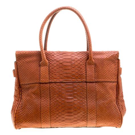 mulberry copper python embossed leather bayswater satchel mulberry