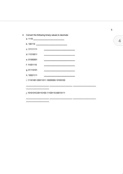 Solved 4 Convert The Following Binary Values To Decimals A