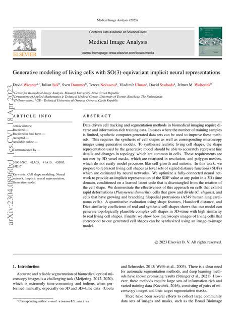 Pdf Generative Modeling Of Living Cells With So3 Equivariant