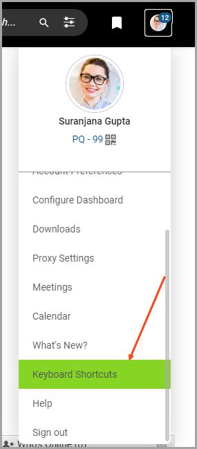 keyboard shortcuts for selective predefined actions